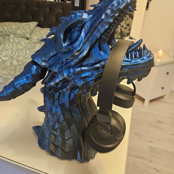 Dragon Headphones Stand, Dragon Bust, Dragon Headphone Holder, Dragon ...