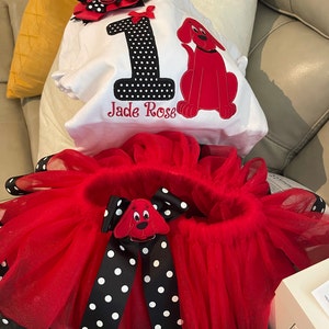 Big Red Dog Ribbon Trim Birthday Tutu Outfit Personalized Birthday ...