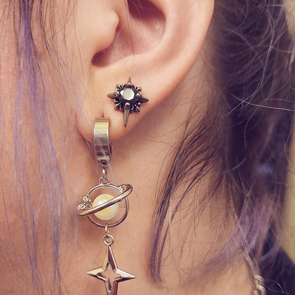 Star Hoops | Grunge Earrings Jewelry Hypoallergenic Y2k Alt Goth Edgy ...