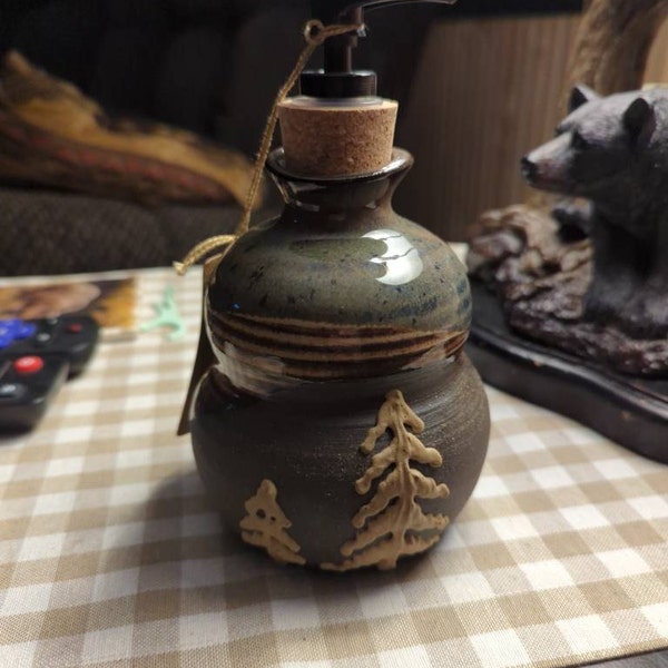 5.5 Wood Fired Pottery Pitcher Ceramic Handcarved Log Cabin 3D ...