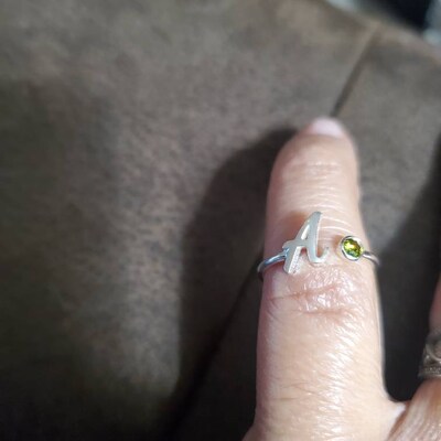 Personalized Initial Birthstone Ring Custom Gold Initial Ring Custom ...
