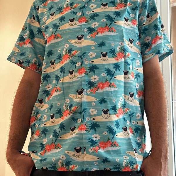 Blue Pug Pet Aloha Shirt, Match the Entire Family, Dog and Cat Hawaiian ...