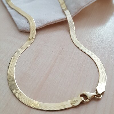 Silver Flat Necklace Gold Plated Flat Necklace Minimal - Etsy