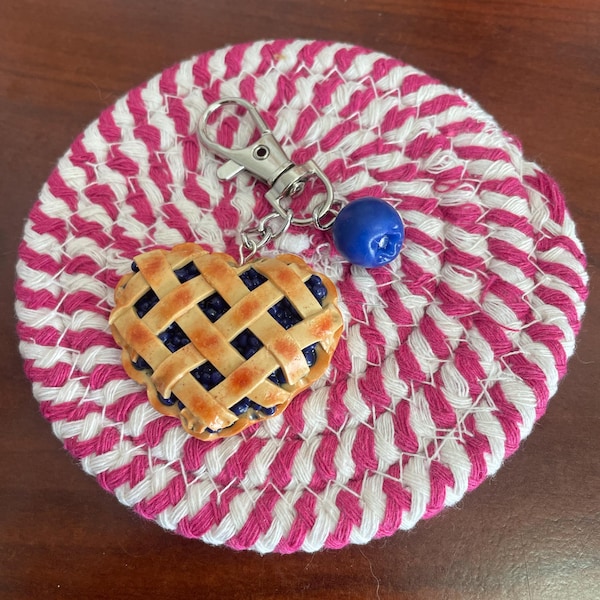 Heart Blueberry Pie Polymer Clay Keychain | Sweetheart’s Day | Handmade ...