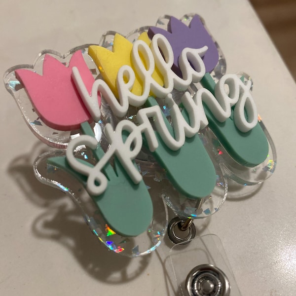 Spring Badge Reel | Personalized Spring Badge Reel | Teacher Badge Reel ...