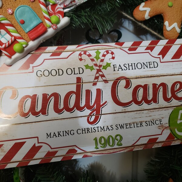 Christmas Sign, Candy Cane Sign, Christmas Wreath Sign, Candy Cane ...
