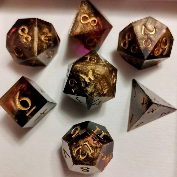 Rusty Spacerocket / Sharp Edge Dnd Dice/ 7pc Polyhedral Dice Set/ Teal ...