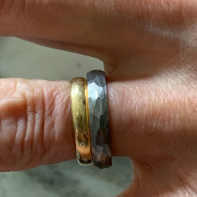 Flat Meteorite Red Dinosaur Bone Yellow Gold Strip Black - Etsy