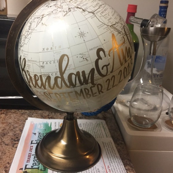 Customize Me Hand Lettered MINI Globe, White & Gold Globe, Cream Globe ...