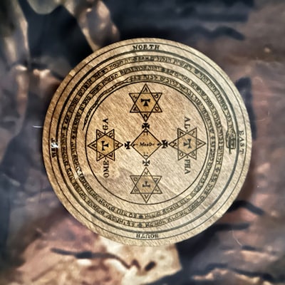 Pendulum Board Handmade Wooden Ritual Disc 6 Inch / 15 Cm Wide Symbol ...