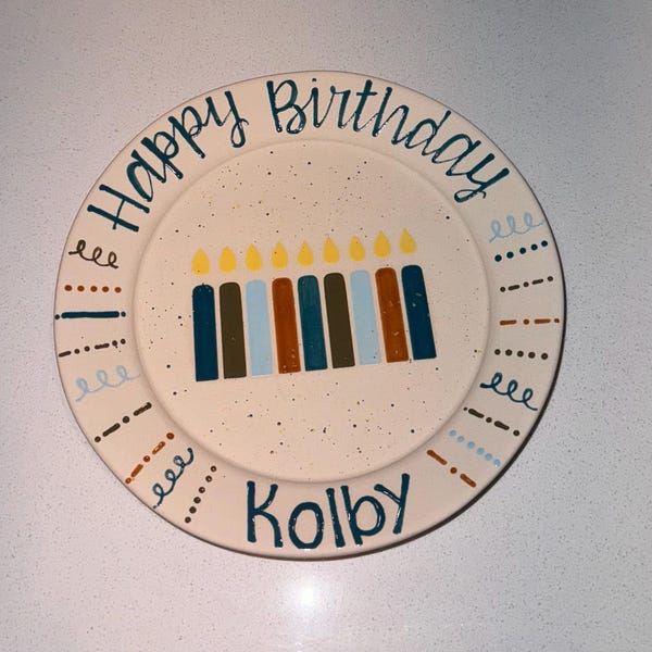 Happy Birthday Plate - Etsy