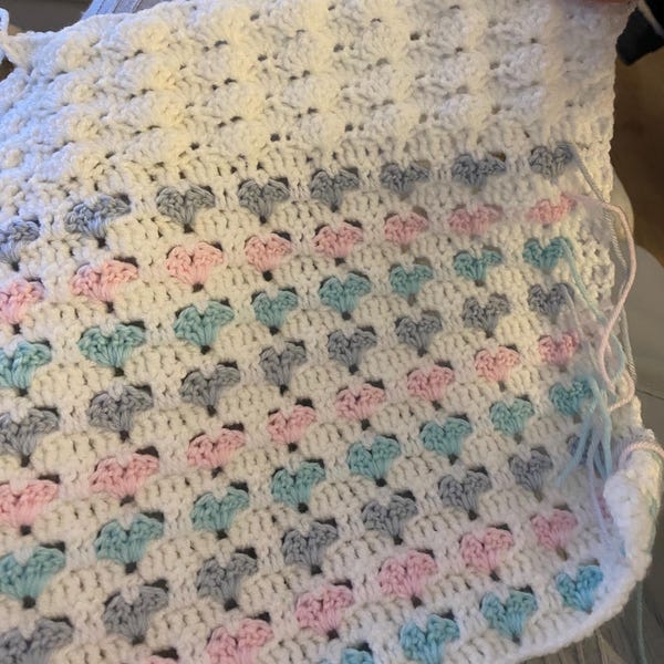 Crochet Baby Heart Blanket Pattern. Valentines Gift Rainbow Stripes ...