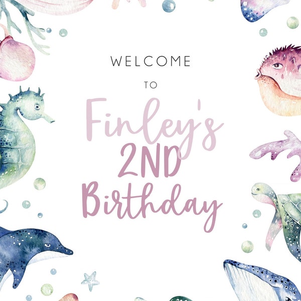 Ocean & Sea Welcome Sign Editable Template, Ocean Baby Shower Welcome ...