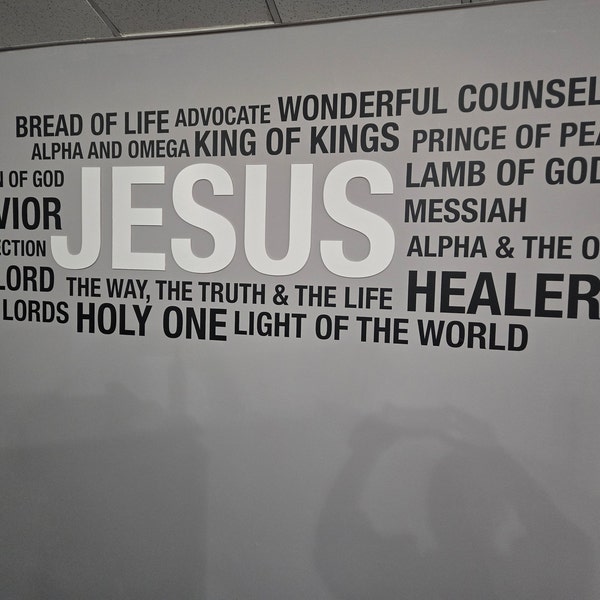 Jesus Wordcloud, Religious Wall Sign, Christian Wall Words, Church ...