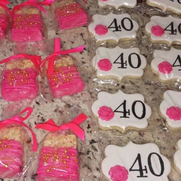40th Birthday Sugar Cookies - 40th Party Favor - Milestone Birthday ...