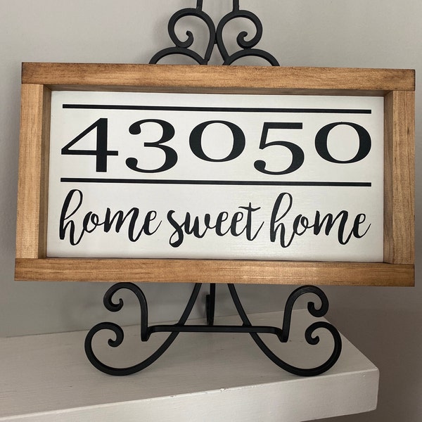 Zip Code Custom Home Farmhouse Style Framed Sign 7.5"x13.5". Painted ...