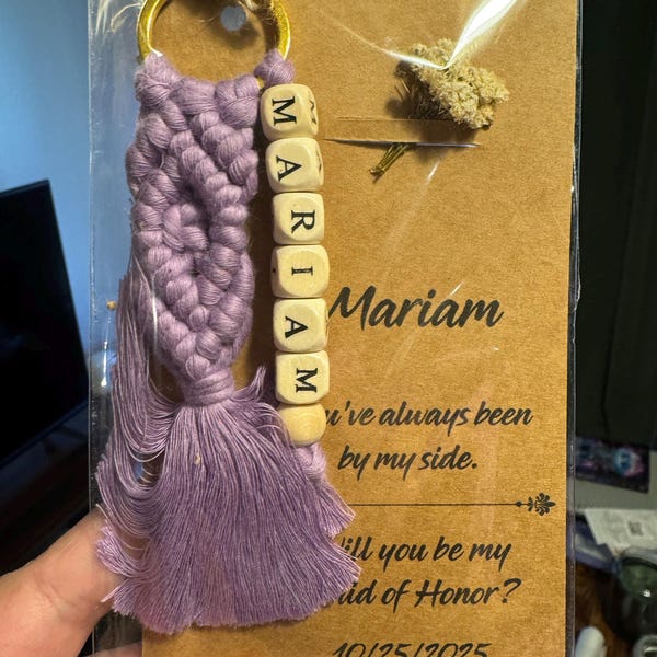 Personalized Macrame Name Keychain, Unique Bridal Party Gift, Backpack ...