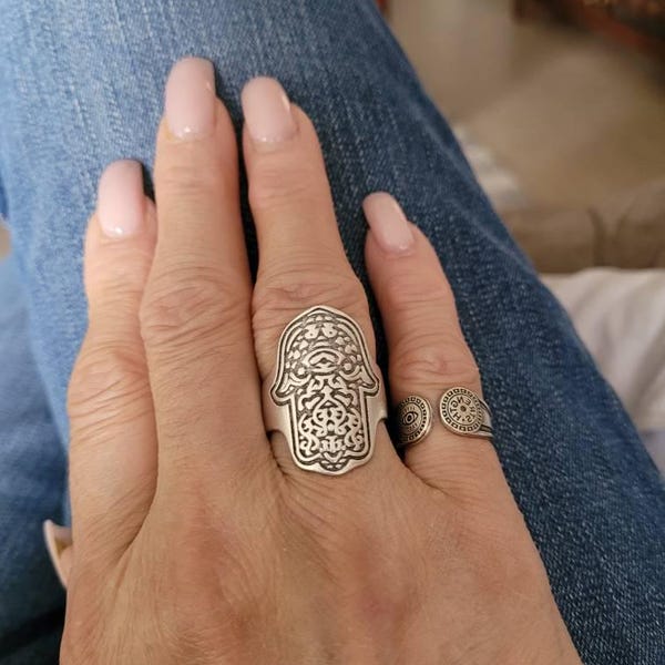 Vintage Hand of Fatima Ring, Hamsa Hand Ring, Fatima Ring, Protection ...