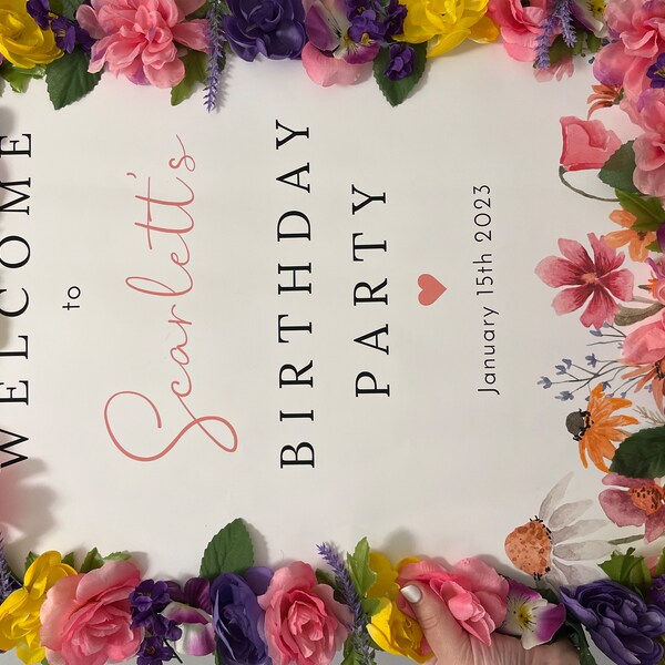 Wildflower Birthday Welcome Sign Template, Colorful Floral Welcome Sign ...