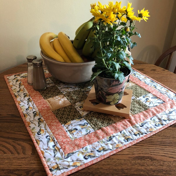 Quilted Table Topper, Table Topper, Quilted Table Runner, Floral Table ...