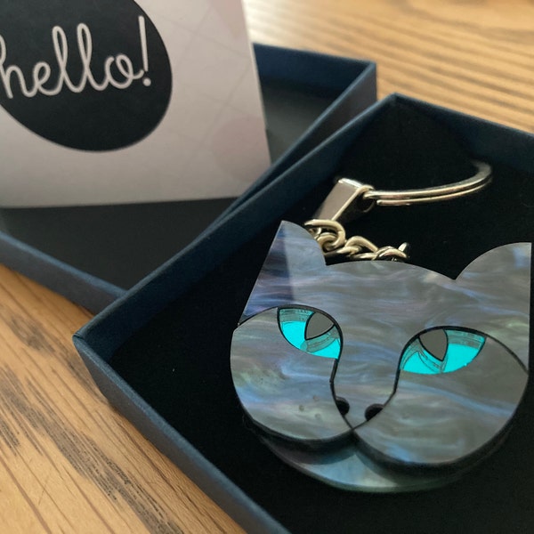 Acrylic Cat Keyring Gift - Etsy UK