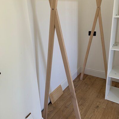 Wooden Clothes Rack, Dress up Storage Free Standing, Fold up A Frame ...
