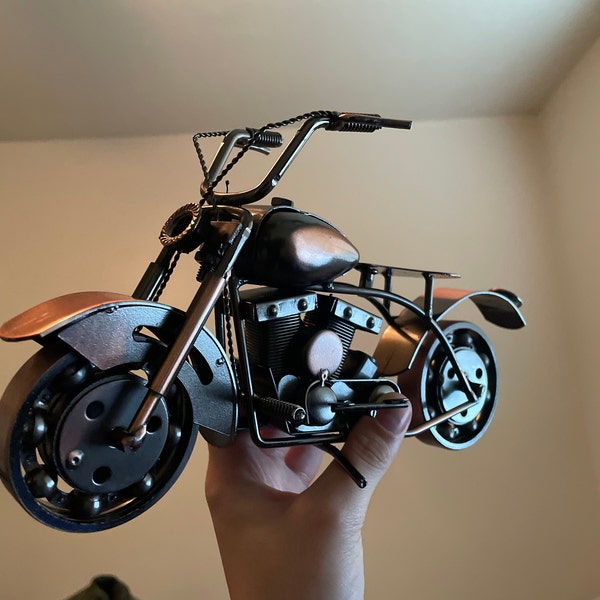 Handmade Scrap Metal Motorcycle Model: Copper Finish Biker Decor - Etsy