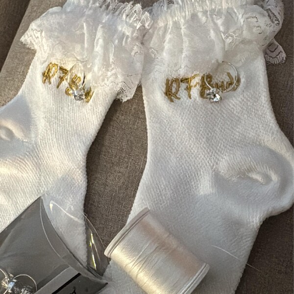 Custom Wedding Socks Silver Embroidered Custom Bride Socks Bridesmaid ...
