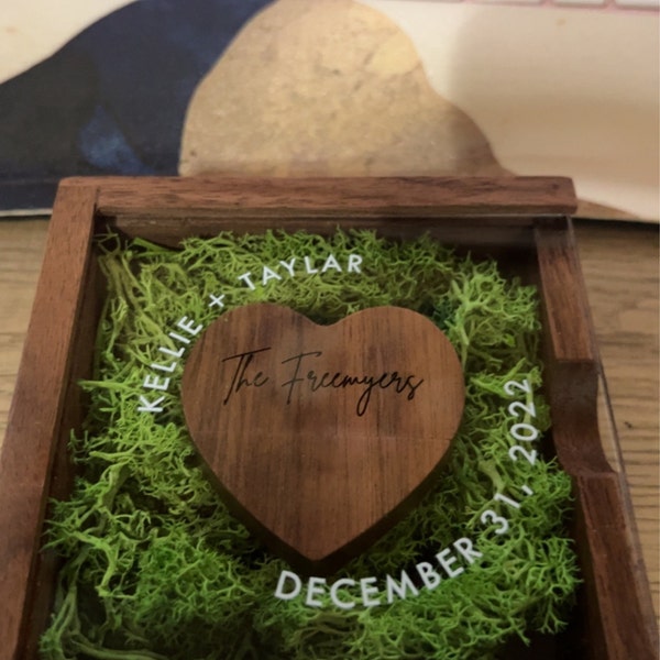 Clear Wood USB Box (+ MOSS Filler) & Heart USB - Personalized Heart ...