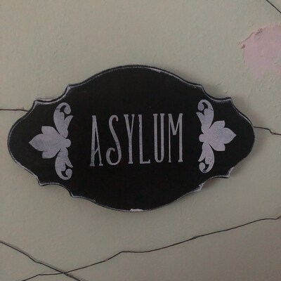 Asylum Gothic Wall Decor, Asylum Sign, Gothic Home Decor, Halloween ...
