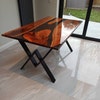 Luxury Copper Epoxy Wooden Table, Live Edge Table , Epoxy Ocean River ...