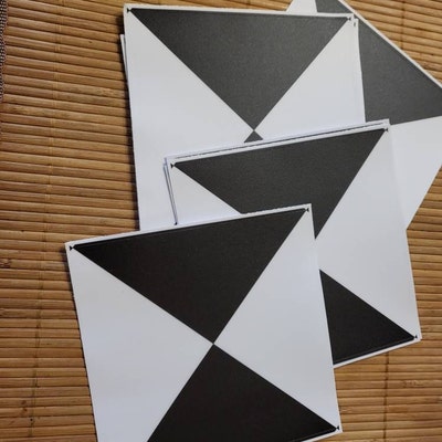 Victorian Black and White Triangles Tile Stickers, Suitable Wall and ...