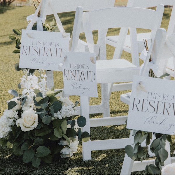 2 Reserved Signs for Wedding Chairs or Church Pews "this Row is ...