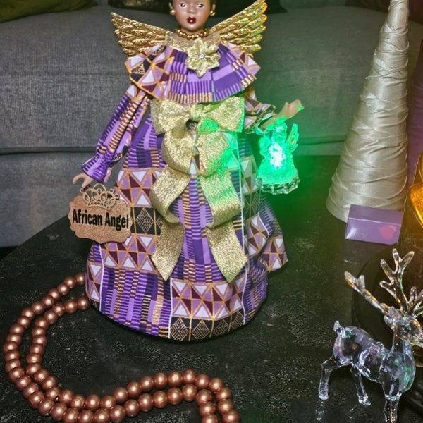 Small Tree Topper, African American Angel Tree Topper, Angels, Gold ...
