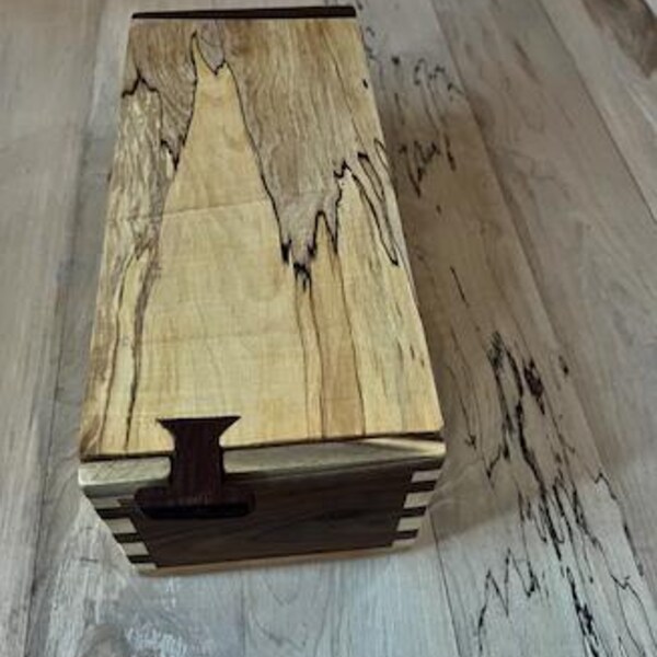 Handmade Keepsake Box With Live Edge Spalted Birdseye Maple and Black ...