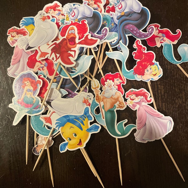 The Little Mermaid Cupcake Toppers, Birthday Cupcake Toppers, Party ...