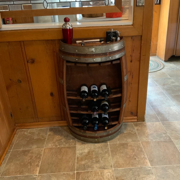 Hanging Glass Rack Stemware Rack Made From Oak Wine Barrel Staves - Etsy