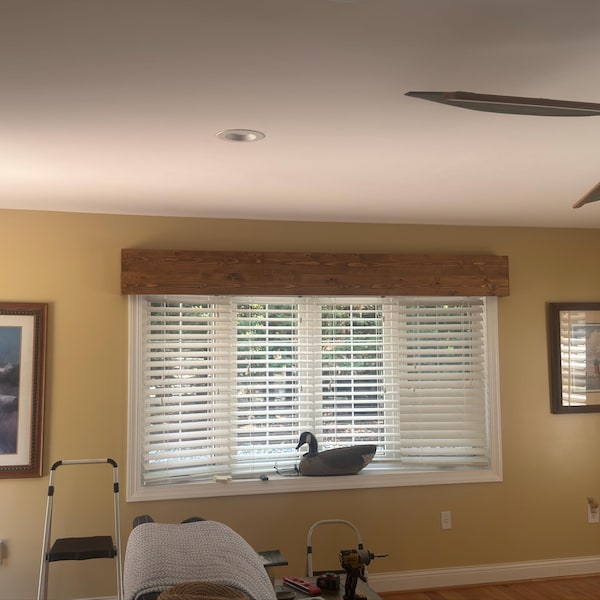 Rustic Farmhouse Wood Window Valance Set: Stained Pine Cornice, Choice ...
