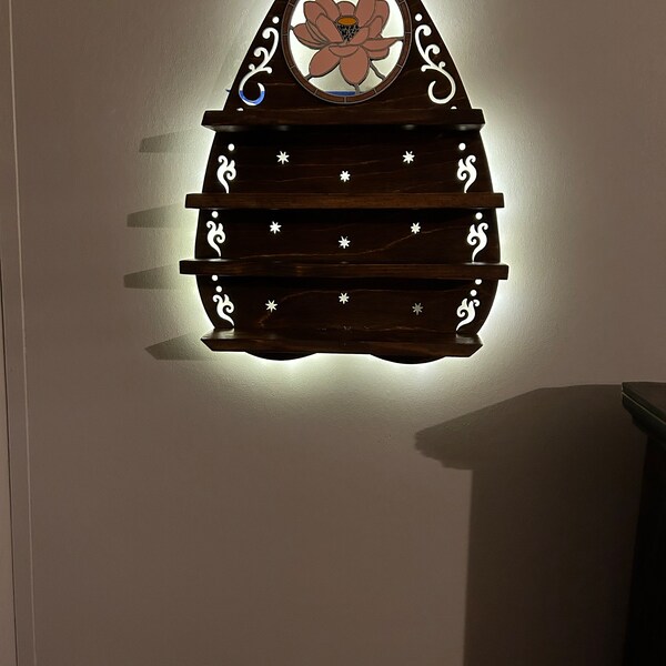 Sun and Snake Shelf, Moon Shelf, Crystal Shelf, Handmade Geometric ...