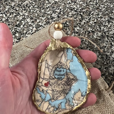 Pawleys Island South Carolina Map Oyster Shell Ornament, Decoupage ...