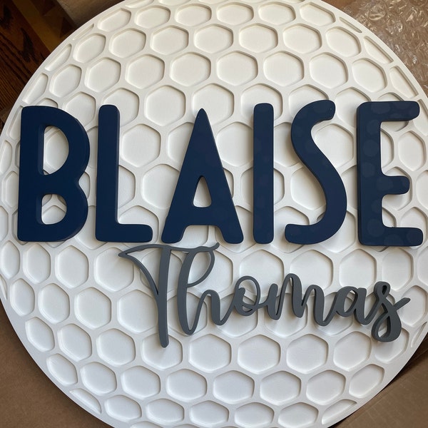 Golf Ball Wooden Name Sign | 12" 18" 24" 30" | Sports Baby Name Sign ...