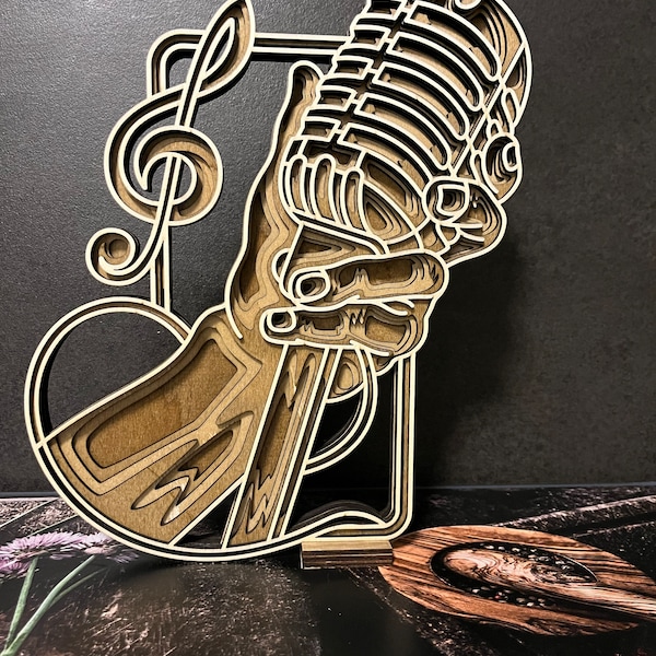 3D Singer Layered SVG, Laser Cut File, Craft Gift, Music Items SVG ...