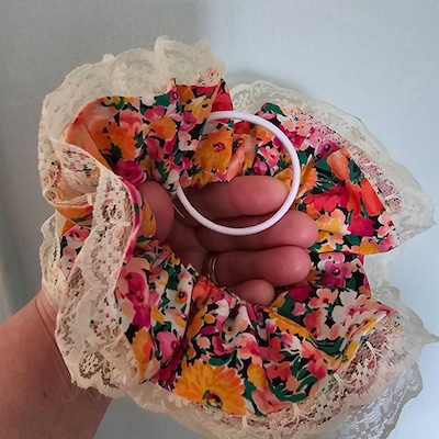 Beautiful Flower Shaped Scrunchie , Made From Embroidered Cotton - Etsy