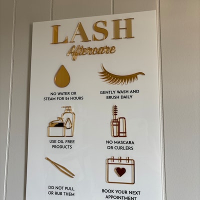 Lash Aftercare Advice Sign Acrylic Sign Salon Sign Aesthetics Aftercare ...