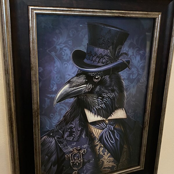 Gothic Victorian Crow Portrait Fine Art Print, Vintage Style Oil ...