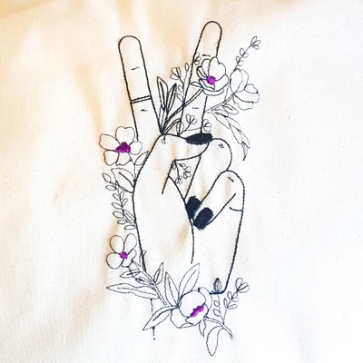 Hand Peace Sign Machine Embroidery Design - Etsy