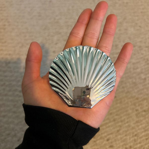 Golden or Silver Sea Shell Compact Mirror, One Side Magnified - Etsy