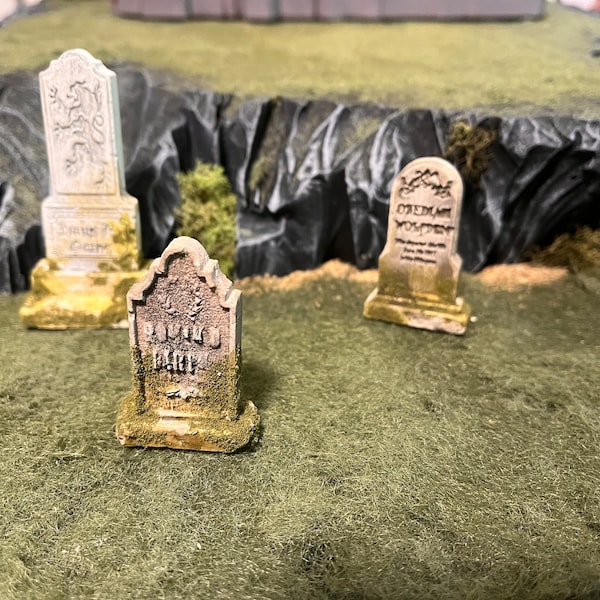 Set of 3 Distressed Miniature Tombstones , Cemetary - Etsy