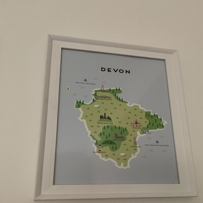 Devon Map Illustrated Map of Devon Print / Travel Gifts / Gifts for ...