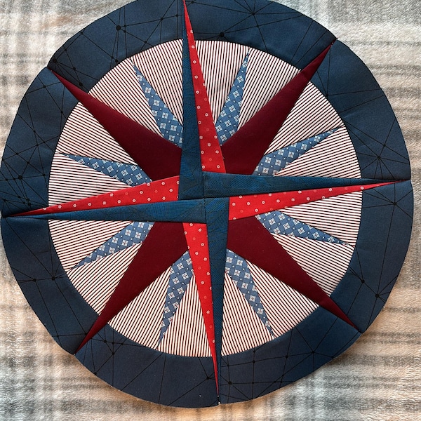 18" Diameter Mariner's Compass Quilt Block B With Alternate Star Center ...